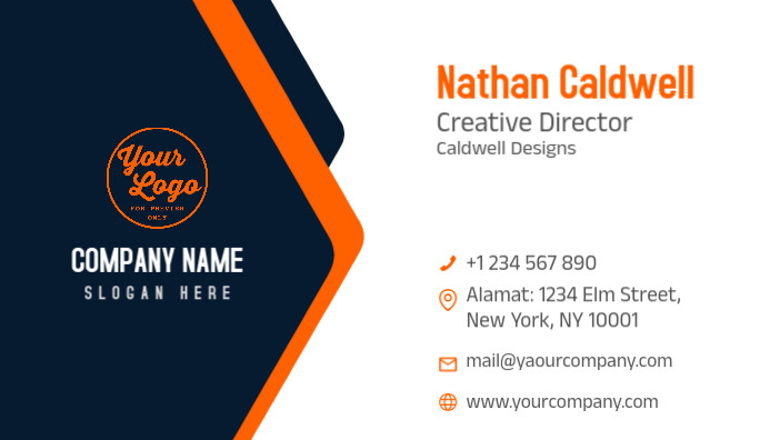 Copy of White Orange Modern & Minimal Name or Business Card Template ...