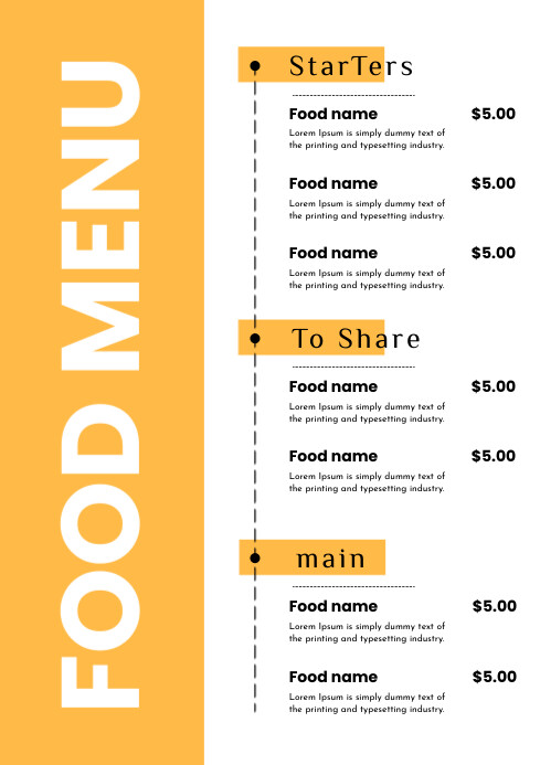 White Orange Modern Food Restaurant Menu Template | PosterMyWall