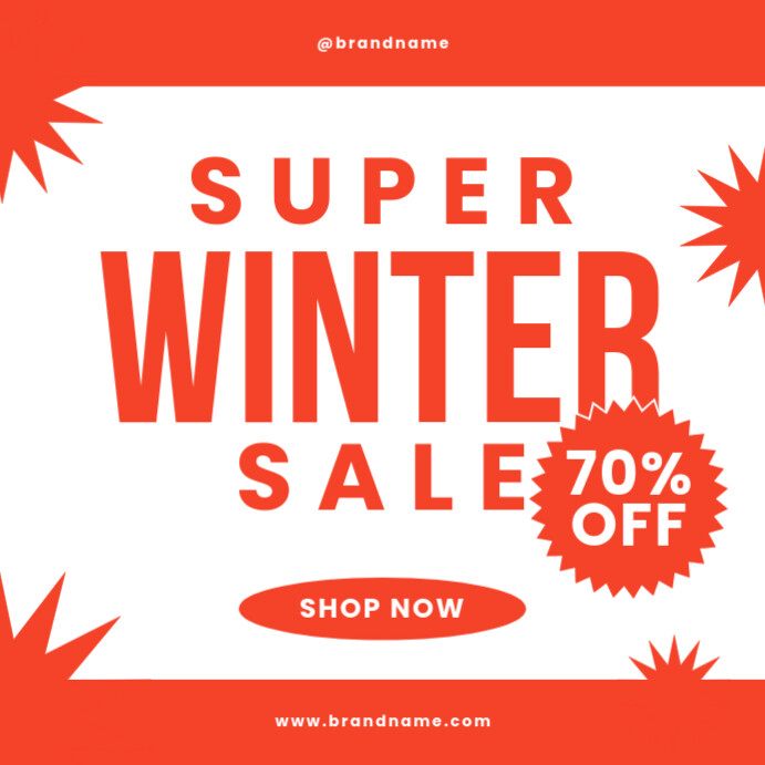 White Orange Typographic Super Winter Sale Promotional Instagram Post Template | PosterMyWall