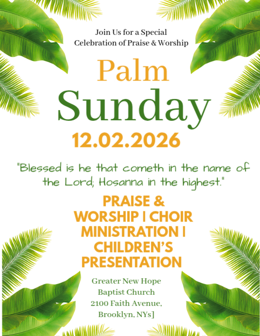 Copy of White Palm Sunday Church Event Flyer | PosterMyWall