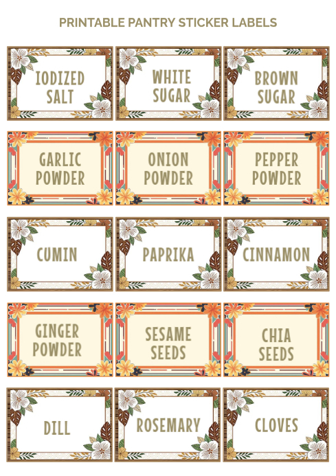 White Pantry Labels A4 Template | PosterMyWall