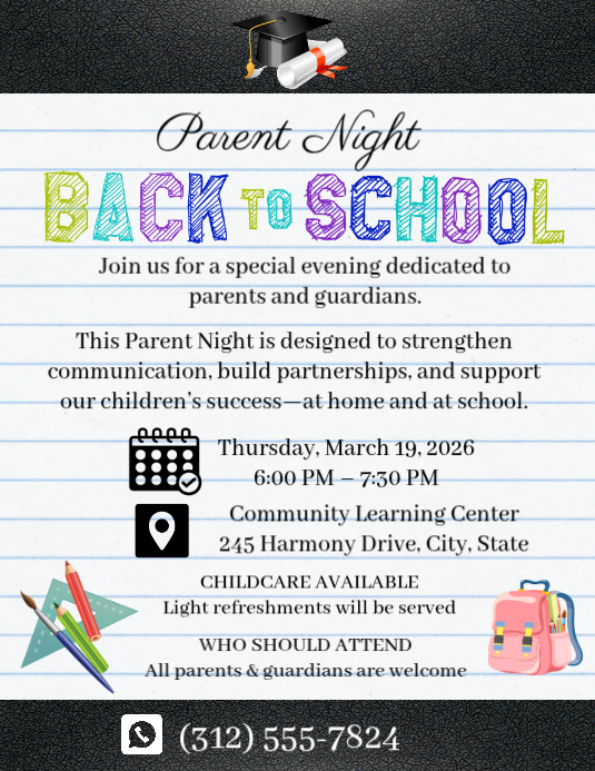 White Parent Night Event Flyer Template | PosterMyWall