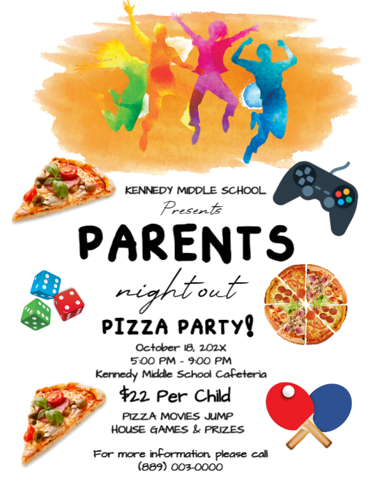 White Parents Night Out Flyer Flyer (us Letter) Template | PosterMyWall