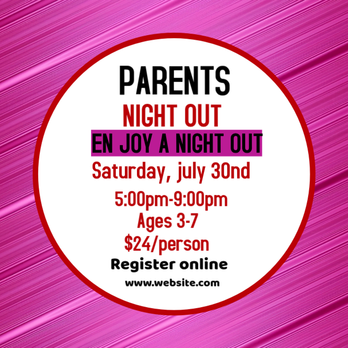 White Parents Night Out Instagram Post Template | PosterMyWall