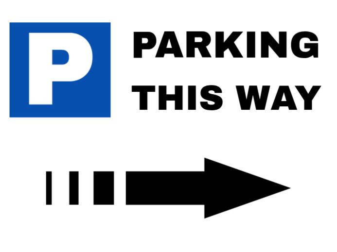 White Parking This Way Arrow Direction Sign Template Yard Sign ...