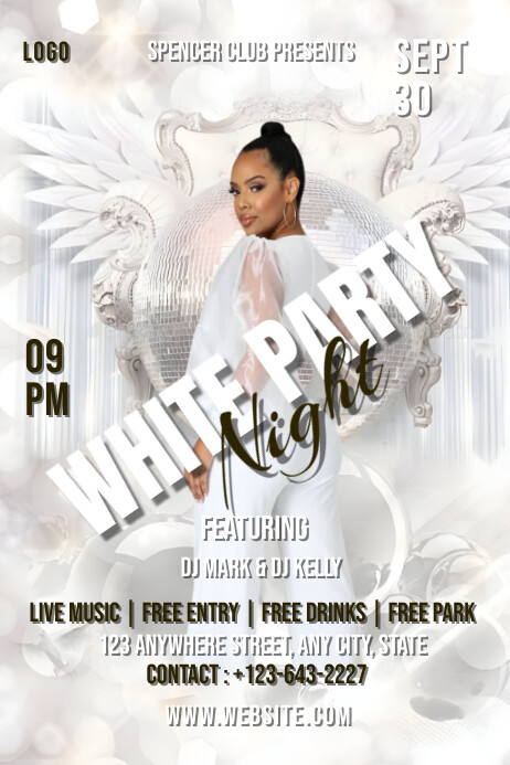 White Party Night Poster Template | PosterMyWall