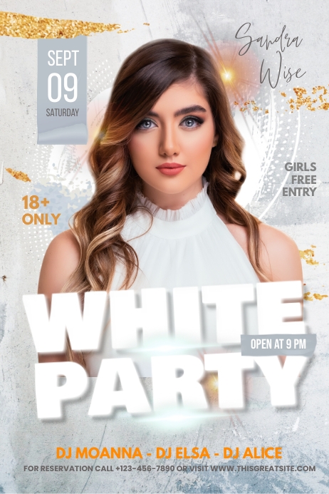 White Party with Pretty Girl Template | PosterMyWall