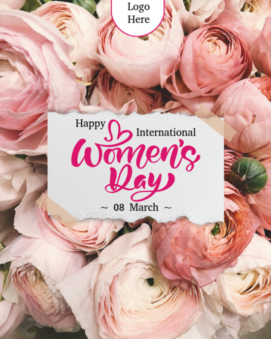 White pasta Floral Women Day Aesthetic Greeting Card Instagram Portrait ...