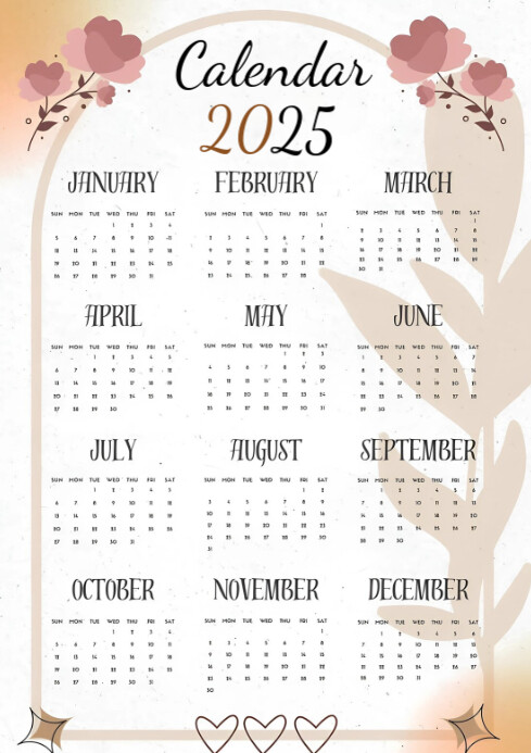 White Pastel 2025 Calendar A4 Template | PosterMyWall