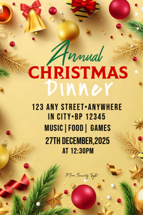 White Pastel Annual Christmas Dinner Poster Template | PosterMyWall