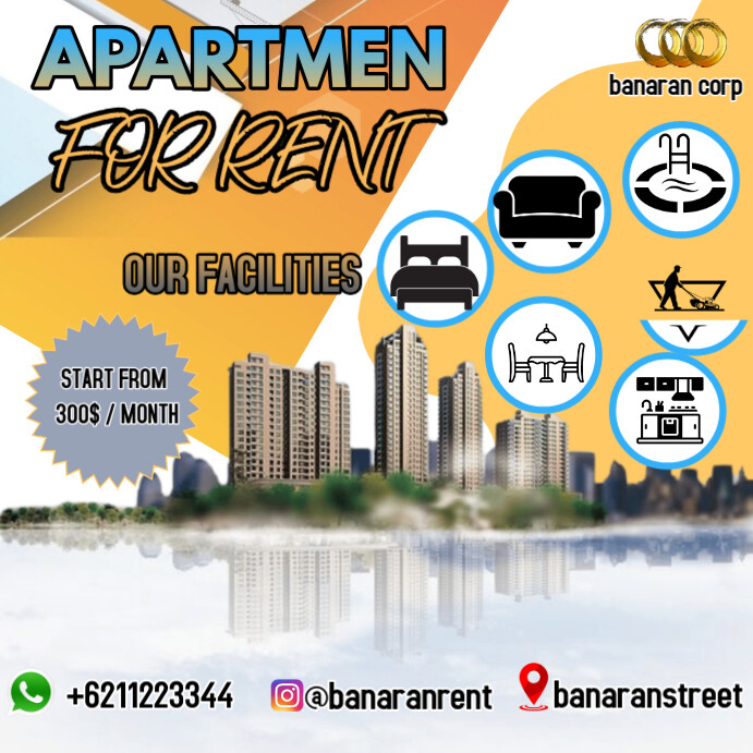 Copy of White Pastel Apartmen For Rent Pos Instagram | PosterMyWall