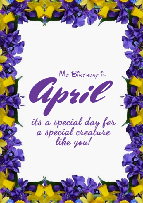 White Pastel April Birthdays A4 Template | PosterMyWall