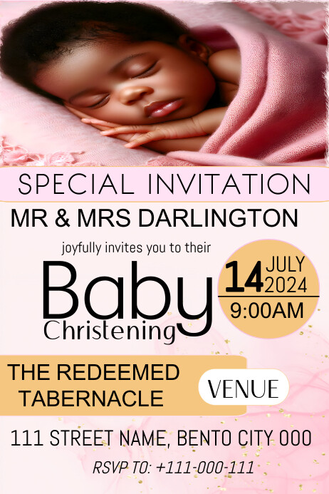 White Pastel Baby Christening Poster Template | PosterMyWall