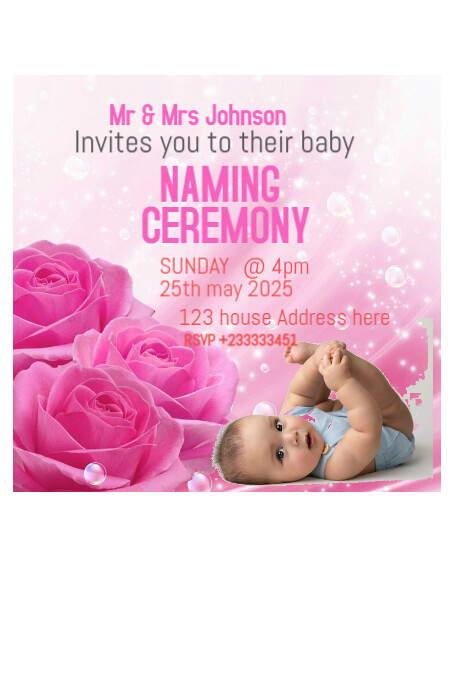 White Pastel Baby Naming Ceremony Poster Template | PosterMyWall