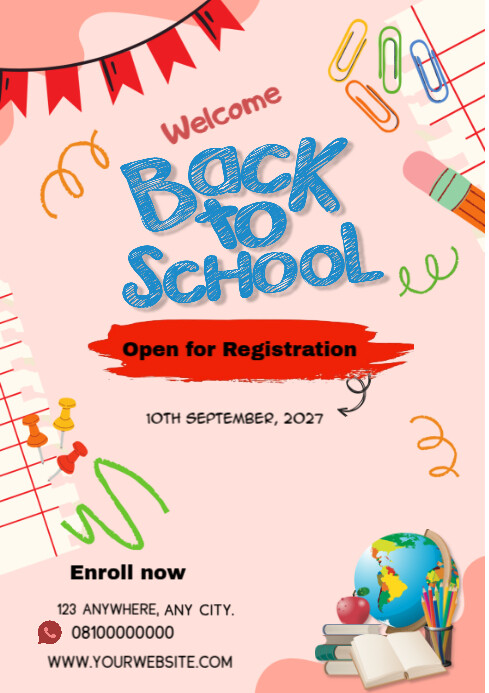 White Pastel Back To School A4 Template | PosterMyWall