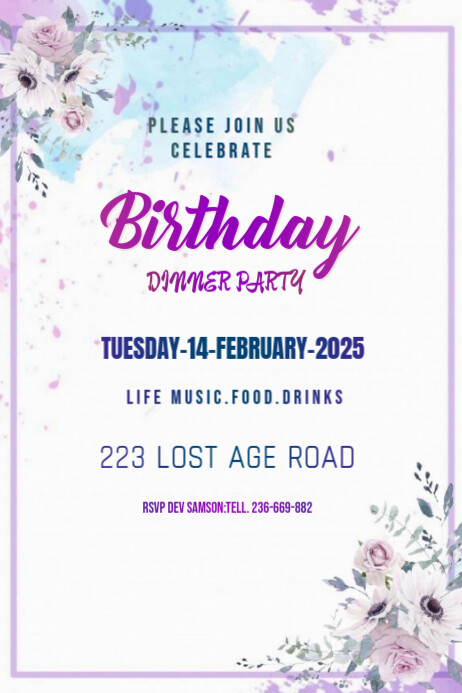 White Pastel Birthday Card Poster Template | PosterMyWall
