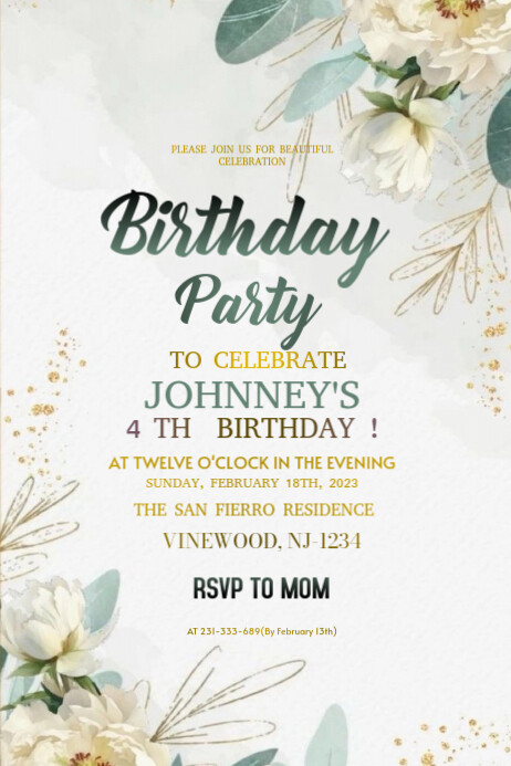 White Pastel Birthday Card Poster Template | PosterMyWall