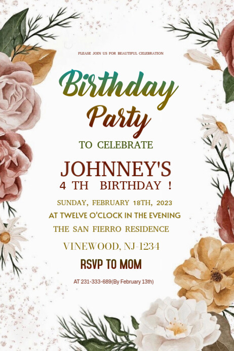 White Pastel Birthday Card Poster Template | PosterMyWall