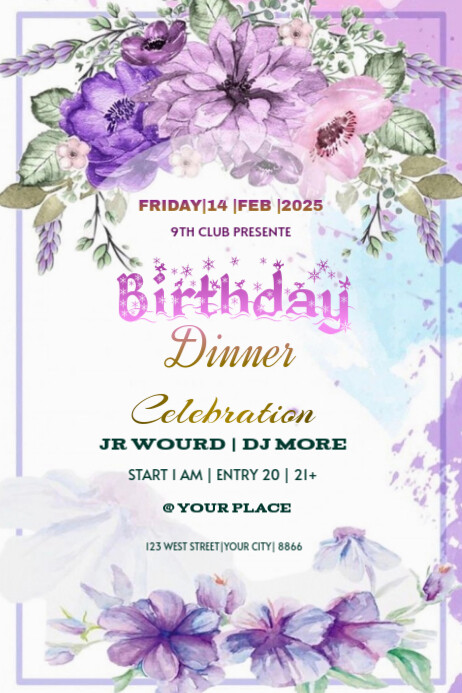 White Pastel Birthday Card Poster เทมเพลต | PosterMyWall