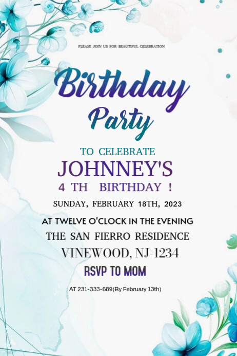 White Pastel Birthday Card Poster Templat | PosterMyWall