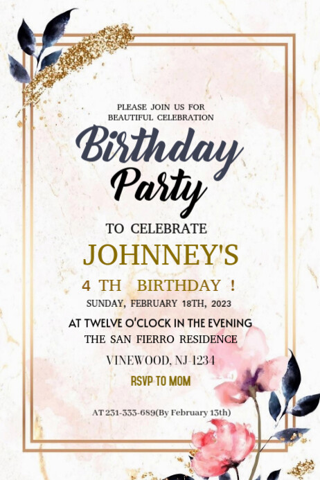 White Pastel Birthday Card Poster Template | PosterMyWall