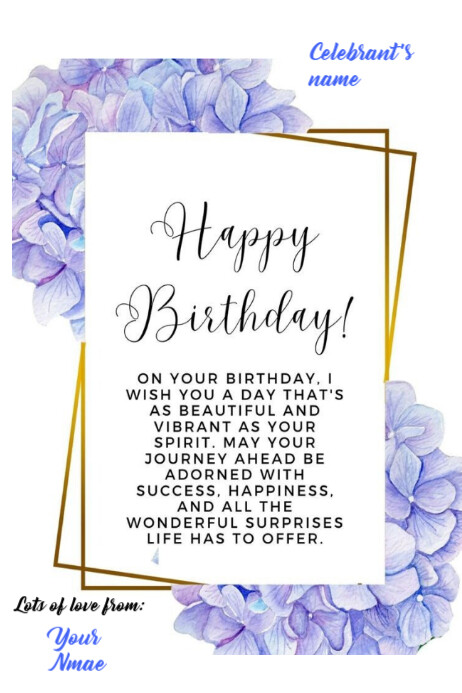 White Pastel Birthday Greetings Card Poster Template | PosterMyWall