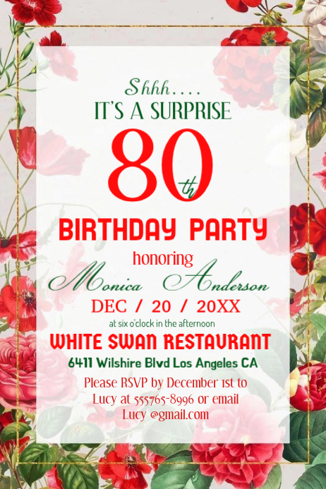 White Pastel Birthday Invitation Flyer Card Poster Template | PosterMyWall