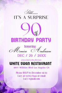 White Pastel Birthday Invitation Flyer Card Poster Template | PosterMyWall