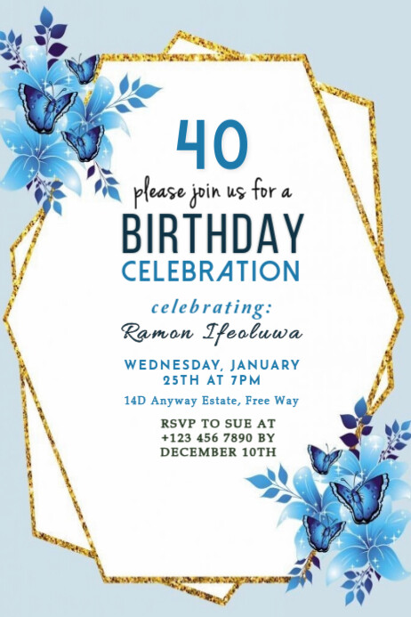 White Pastel Birthday Party Invite Banner 4' × 6' Template | PosterMyWall