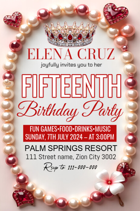 White Pastel Birthday Party Invite Poster Templat | PosterMyWall