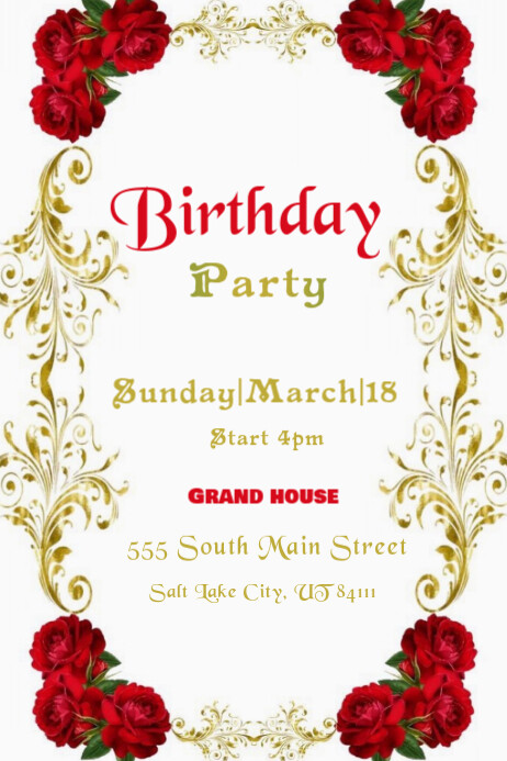 White Pastel Birthday Party Poster Template | PosterMyWall