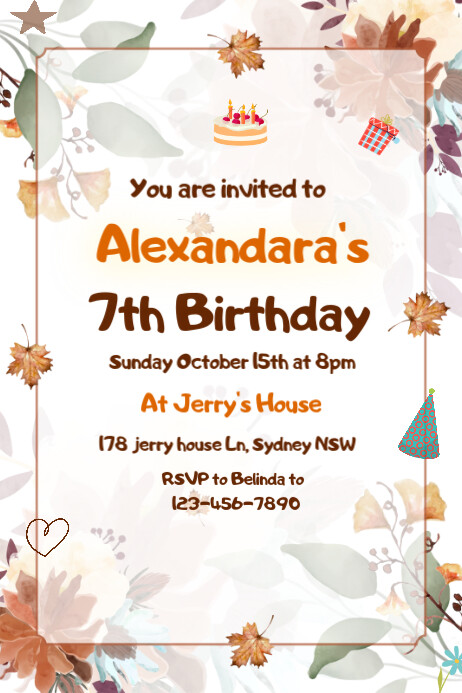 White Pastel Birthday Poster Template | PosterMyWall