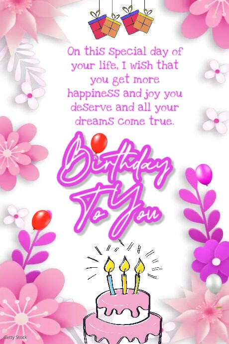 White Pastel Birthday Wishes Poster Template | PosterMyWall