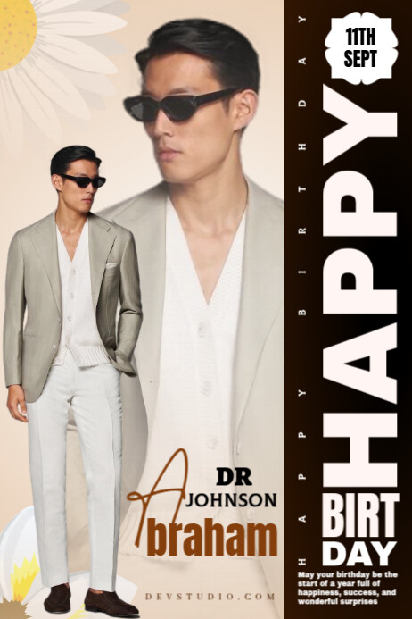 Modèle White Pastel Bold Birthday Poster | PosterMyWall