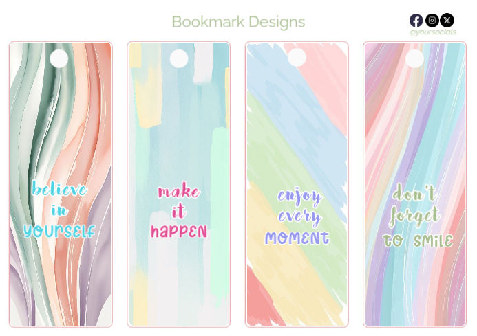 Copy of White Pastel Bookmark Designs A4 | PosterMyWall