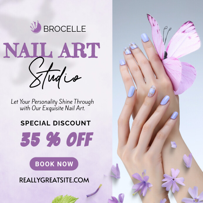 Plantilla de White Pastel Brocelle Nail Art Studio Instagr | PosterMyWall