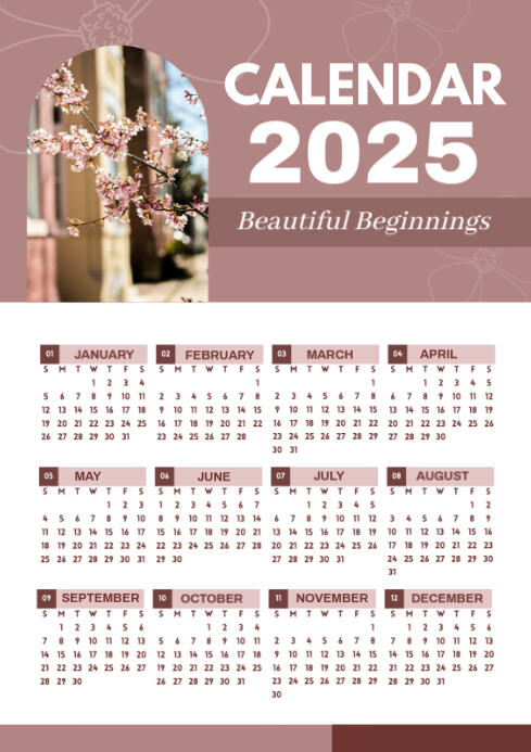 Copy of White Pastel Calendar 2025 A4 | PosterMyWall