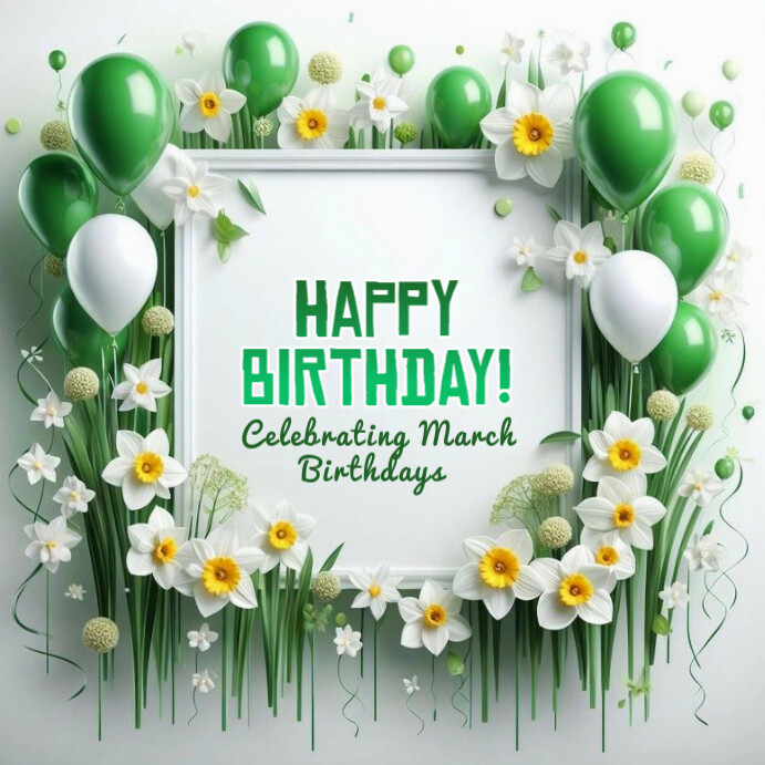 White Pastel Celebrating March Birthdays Instagram Post Template ...