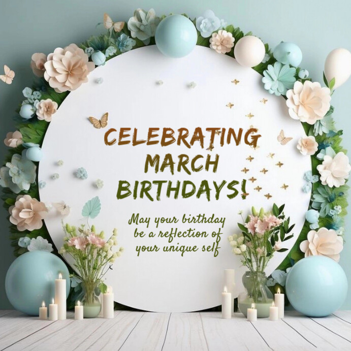 White Pastel Celebrating March Birthdays Instagram Post Template ...