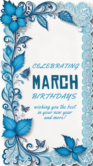 White Pastel Celebrating March Birthdays Whatsapp Status Template ...