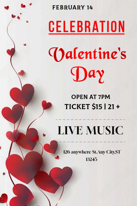 White Pastel Celebration Valentine's Day Poster Template | PosterMyWall