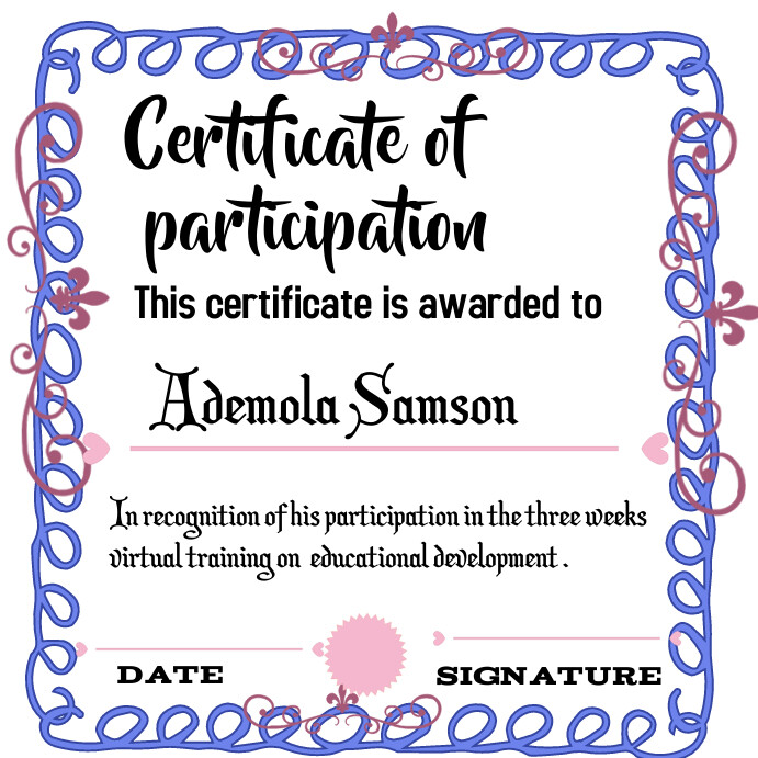 White Pastel Certificate Of Participation In Template | PosterMyWall