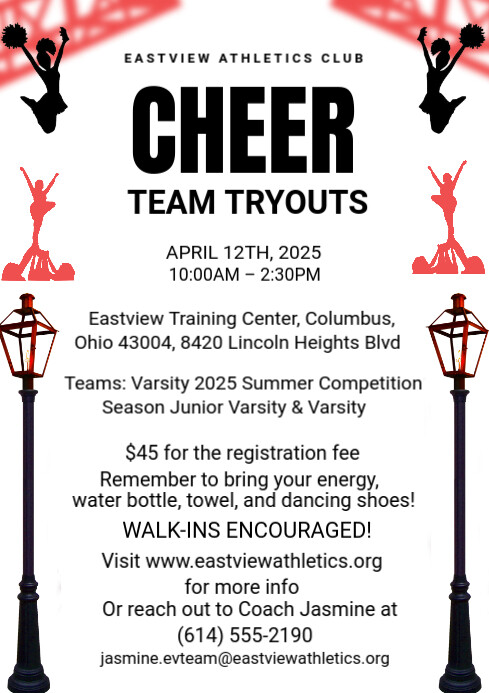 Copy of White Pastel Cheer Team Tryouts A4 | PosterMyWall