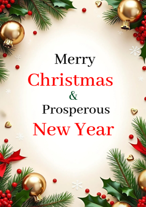 White Pastel Christmas Card A4 Template | PosterMyWall