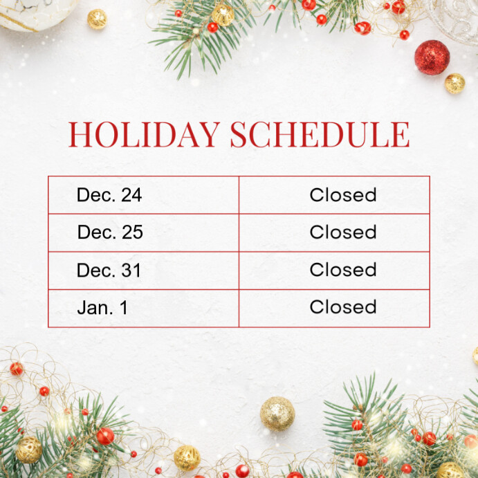 Copy of White Pastel Christmas Holidays Schedule Instagram Post ...