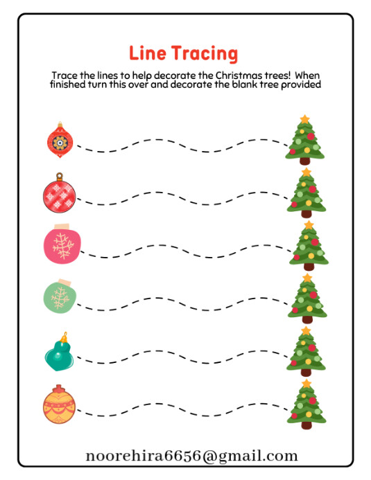 Plantilla de White Pastel Christmas Line Tracing Worksheets For Kids ...