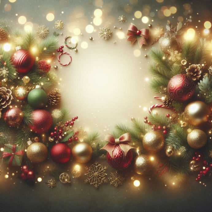 Plantilla de White Pastel Christmas Ornaments Background Instagram Post ...