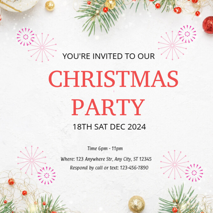 Copy of White Pastel Christmas Party Invite Instagram Post | PosterMyWall