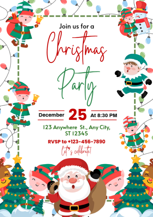 White Pastel Christmas Party Template A3 | PosterMyWall