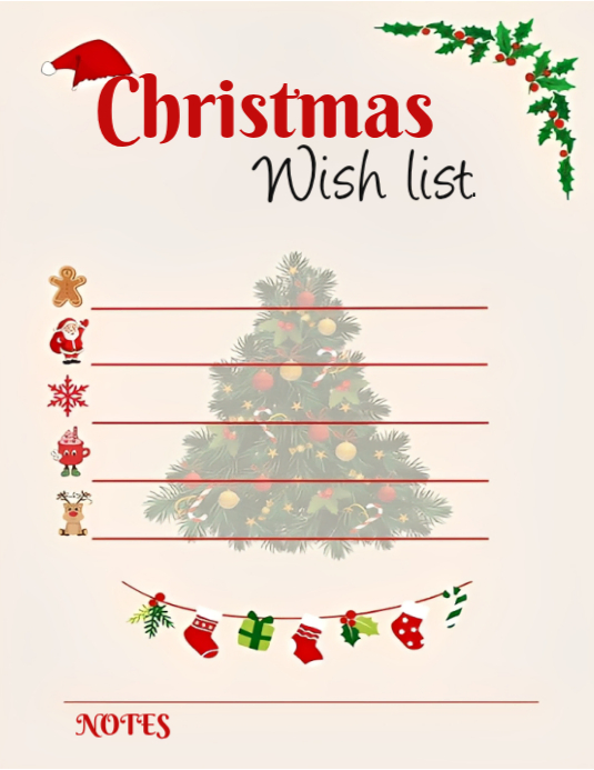 White Pastel Christmas Wish List Flyer (us Letter) Template | PosterMyWall